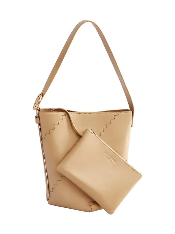 ORANGE CUBE Mosaic Slouch Tote Beige - Brown