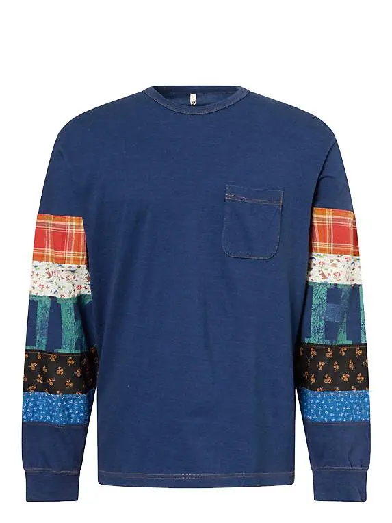 KHOKI Patch Long-sleeve Cotton Top - Indigo