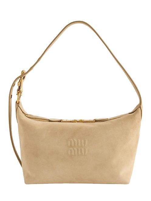 Miu Miu Spirit Small Suede Shoulder Bag - Ecru