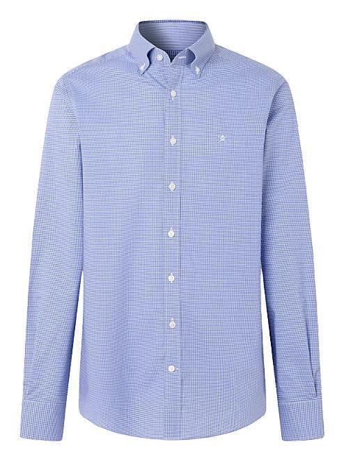HACKETT Gingham Tailored-fit Stretch-cotton Shirt - Navy