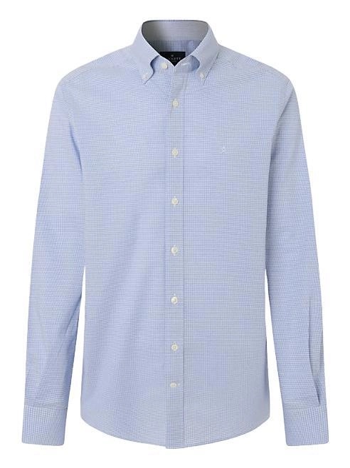 HACKETT Gingham Tailored-fit Stretch-cotton Shirt - Sky Blue