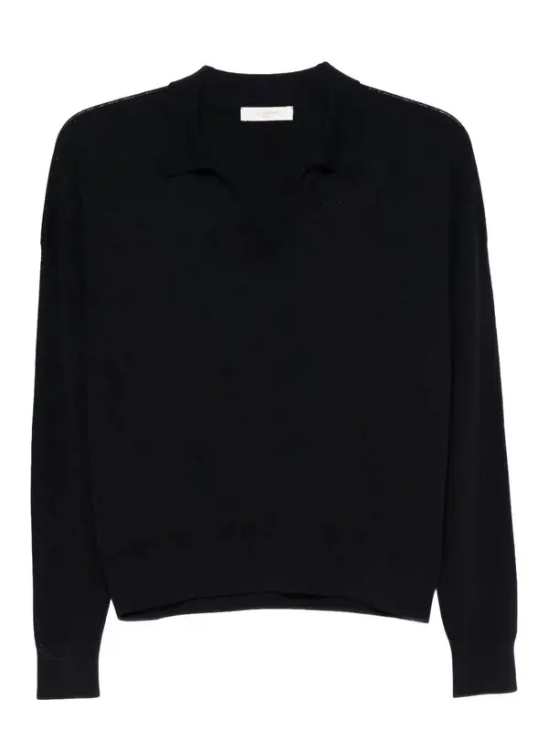 ZANONE Polo With V-neck Wide Fit In Flexwool - Blue