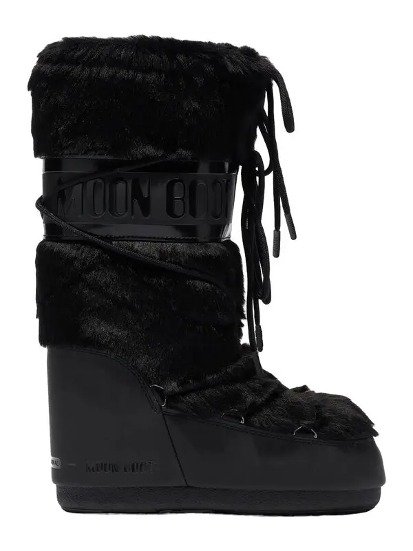 Moon Boot Icon Boots In Faux Fur - Black