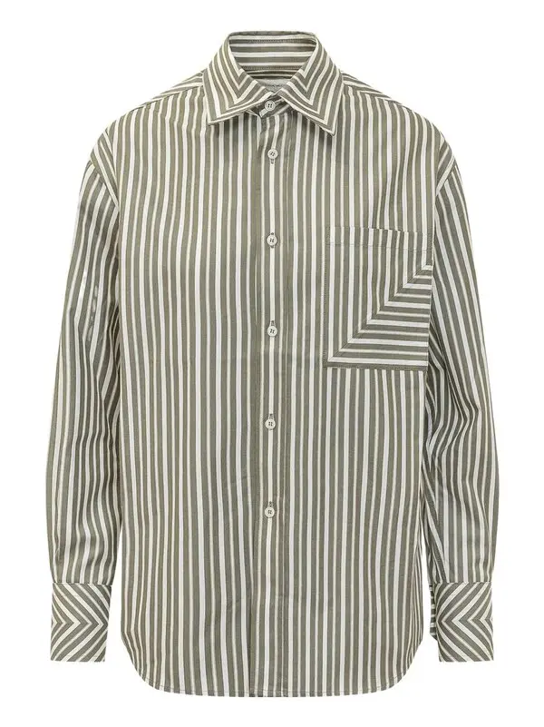 Victoria Beckham Striped Shirt With Pocket - Green