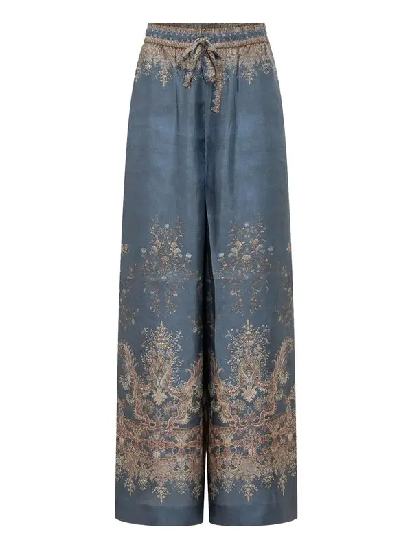 Zimmermann Valiant Paisley Silk Pants - Blue