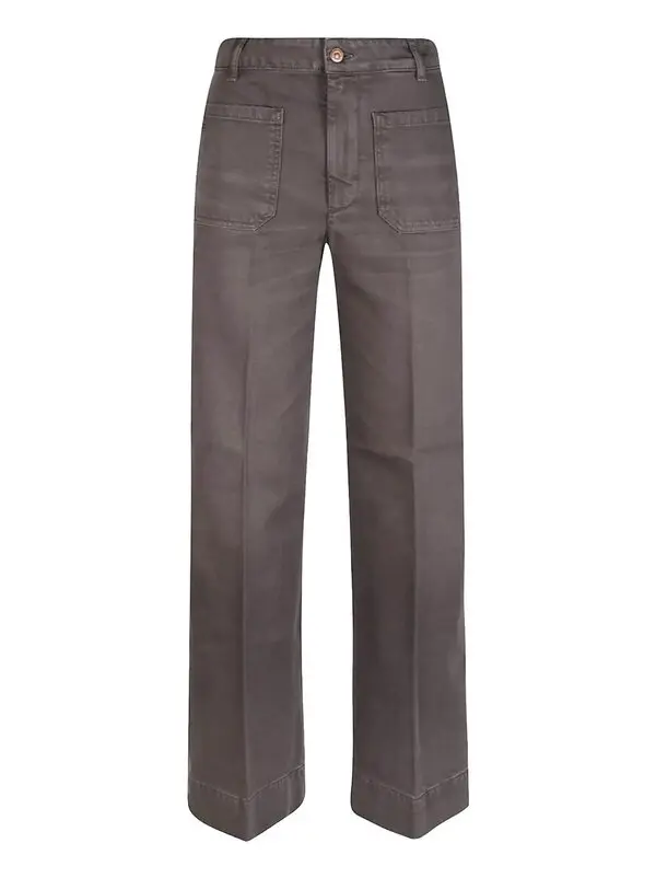 Victoria Beckham Alina Wide Leg Jeans In Fossil - Grey