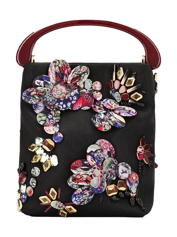 Dries Van Noten Micro Bag With Embroidery And Resin Handle - Black