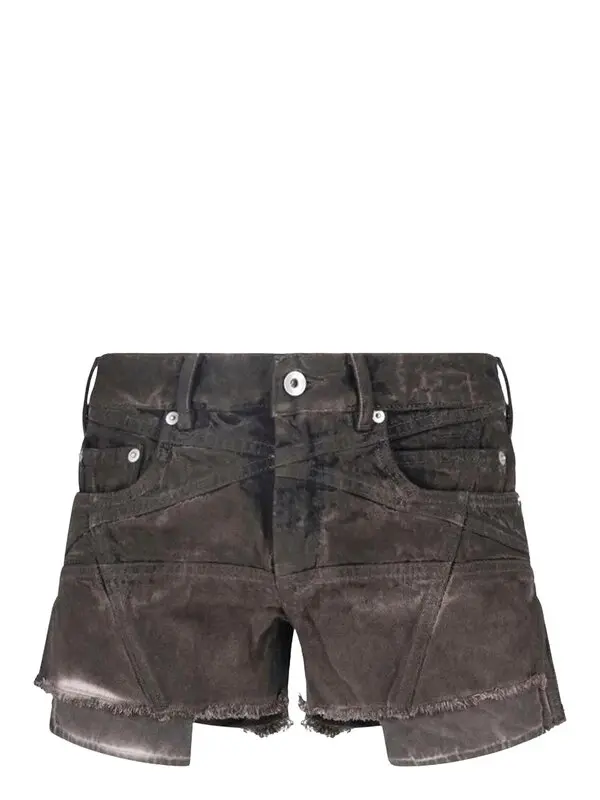 Rick Owens Lana Cut Off Denim Shorts 'dust - Brown