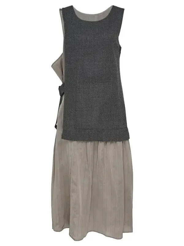 Y’s Ko-combination Sleeveless Dress - Black