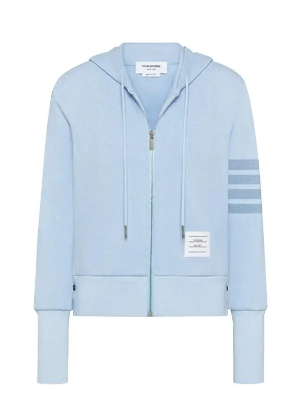 Thom Browne Solid Garment Dyed Loopback Blouson Hoodie 'light - Blue