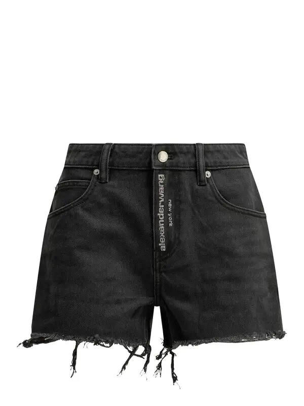 Alexander Wang Hotfix Logo Fly Relaxed Short 'faded - Black