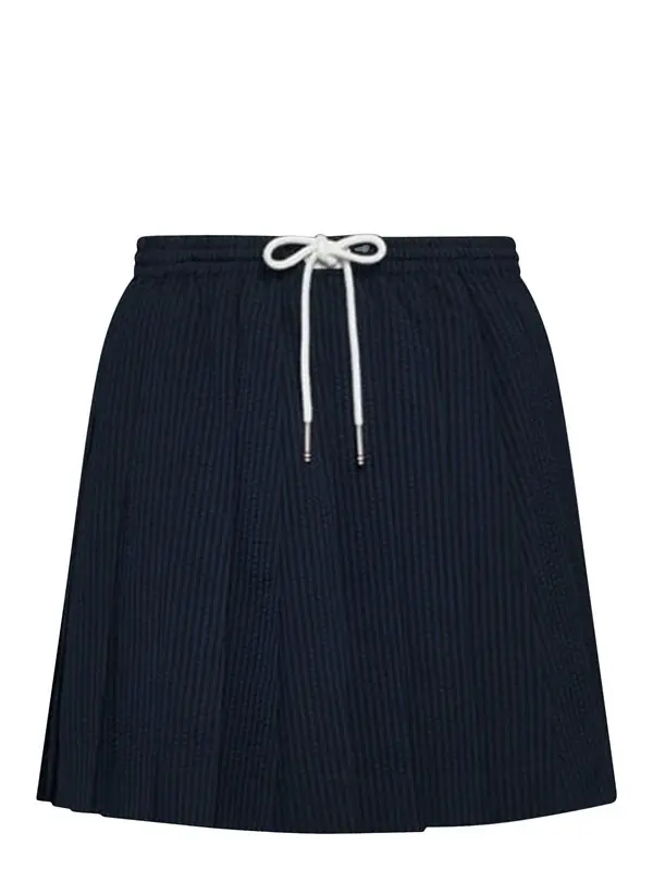 Thom Browne Wool Mini Length Drawstring Pleated Skirt 'navy - Blue