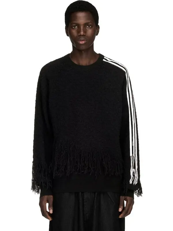 Adidas Y-3 Knitted 3-stripes Fringy Sweater - Black