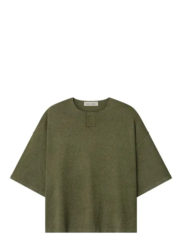 Fear Of God Soft Knit Short Sleeve Henley 'moss - Green