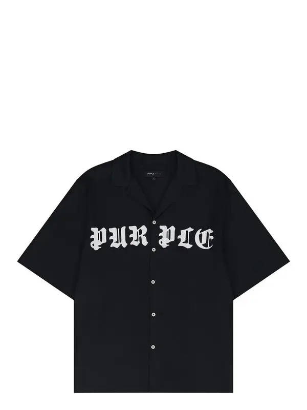 PURPLE BRAND Lyocell Short-sleeve Shirt - Black