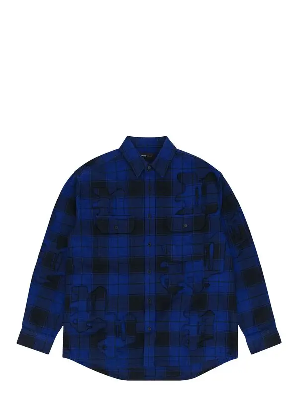 PURPLE BRAND Plaid Flannel Long-sleeve Shirt - Blue