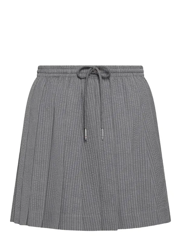 Thom Browne Wool Mini Length Drawstring Pleated Skirt 'navy/light - Grey