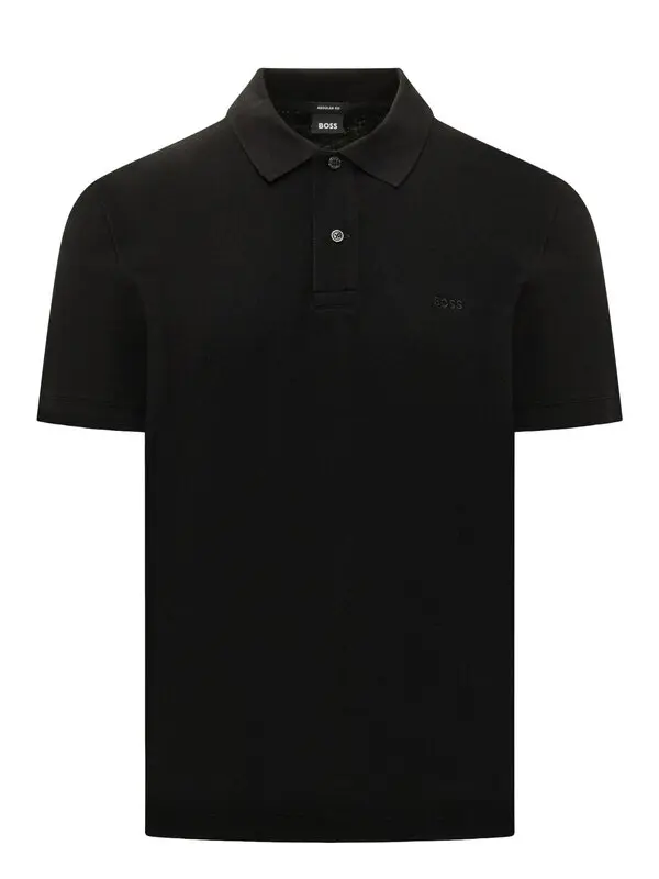 BOSS ESSENTIAL Essential Polo With Buttons And Collar - Black