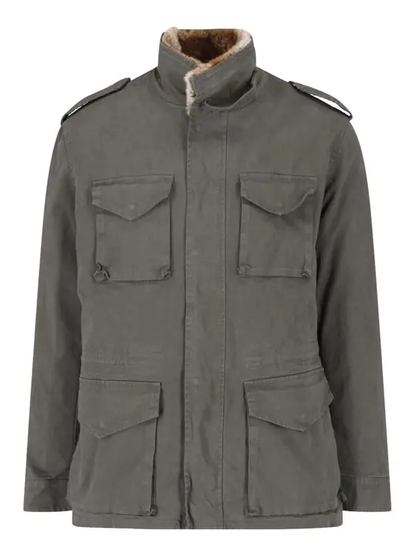 DRUMOHR Field Jacket With Faux Fur Collar - Green