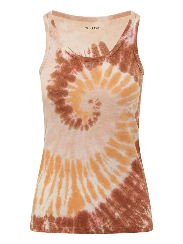 KUJTEN Sleeveless Mini Top With Stylish Tie Detail - Clay