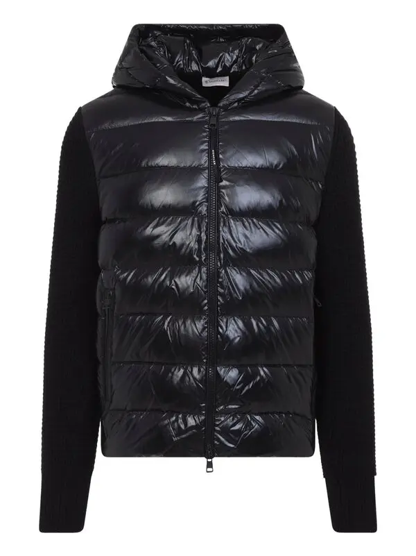 Moncler Jacket Cardigan With Down-filled Warmth - Black