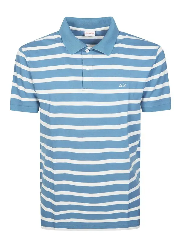 SUN 68 Classic Striped Polo For - Blu