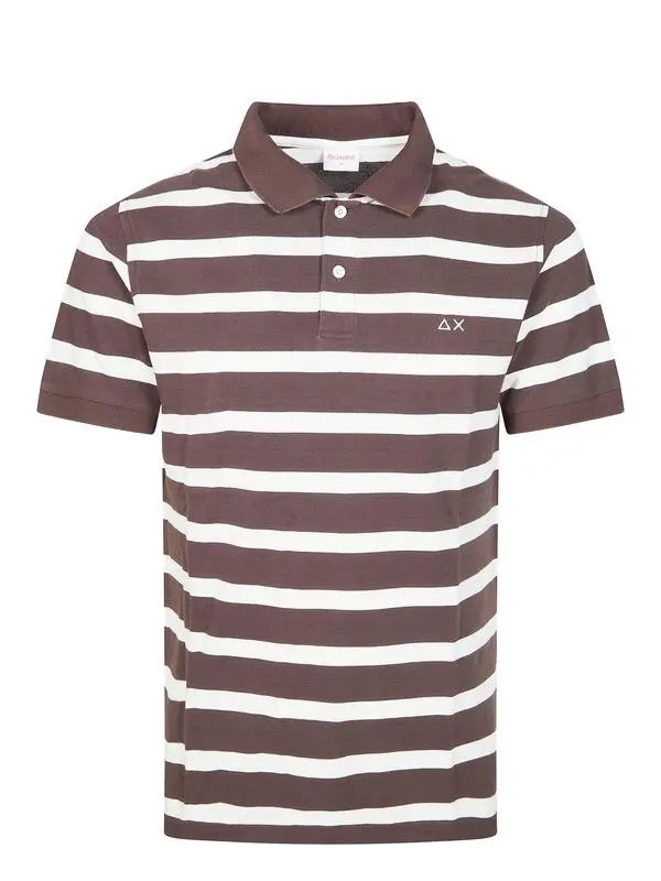 SUN 68 Classic Striped Polo For - Marrone
