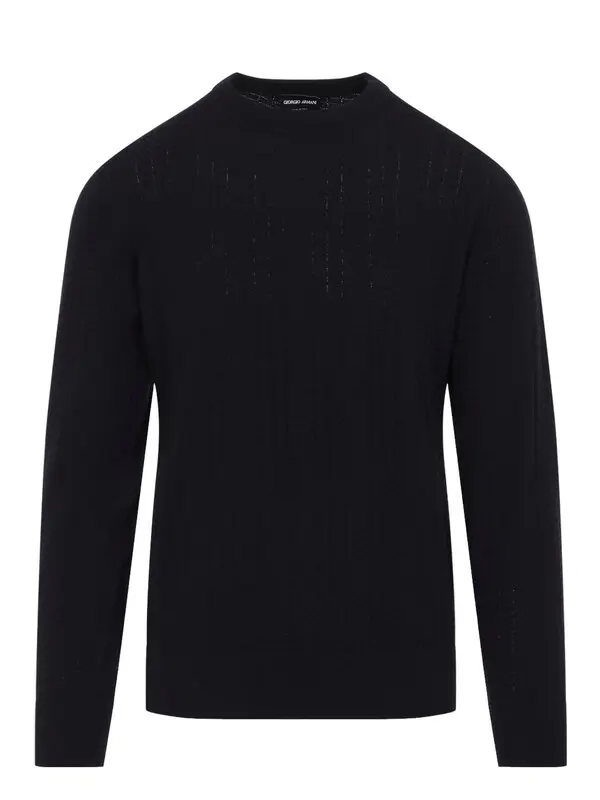 Giorgio Armani Virgin Wool Pullover Sweater - Blue