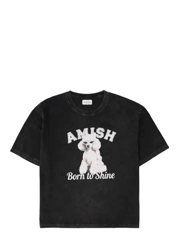 AMISH SUPPLIES Minimal Crewneck Graphic T-shirt - Black