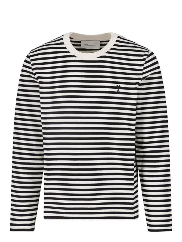 AMI Paris Striped Long Sleeve T-shirt - Black