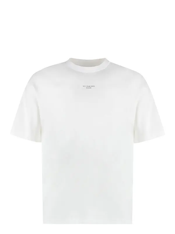 Drole De Monsieur Classic Logo Slogan Cotton Crew-neck T-shirt - White