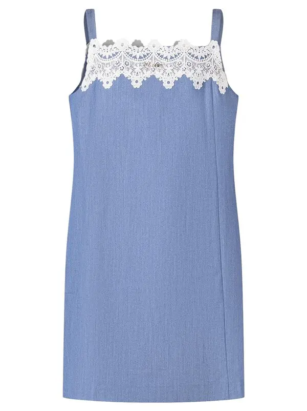 Twin-set Mini Suit With Paintline And Lace Detail - Skyline