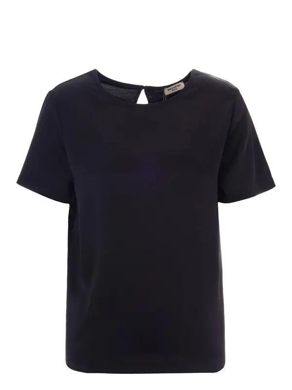 Max Mara Short Sleeve Blouse With Back Keyhole - Nero