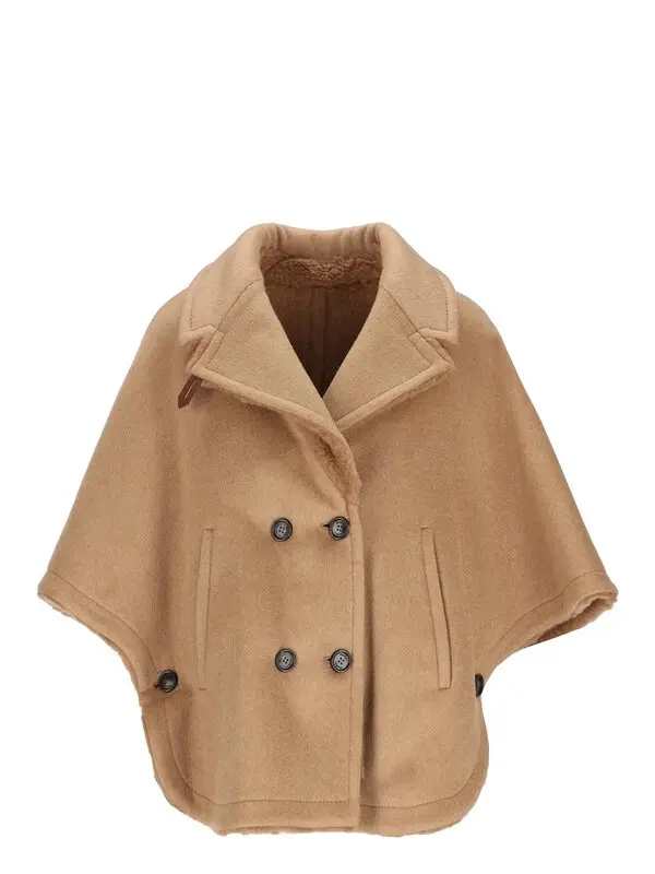 Max Mara Camel Cape With Fur Lining - Beige