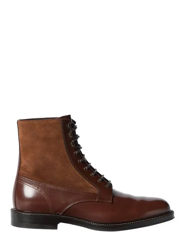 Brunello Cucinelli Leather Lace-up Ankle Boots - Brown