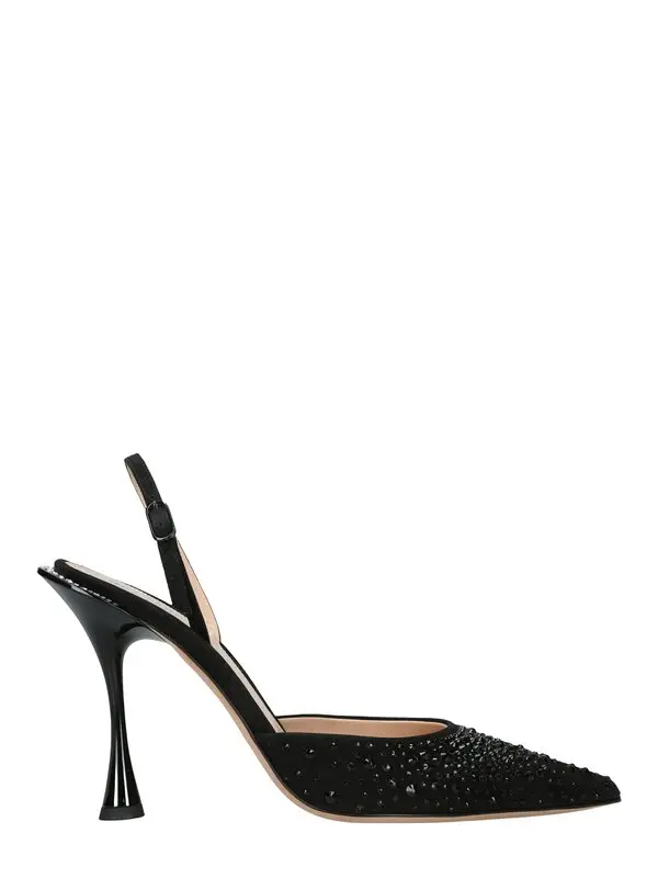BETZÁBE Suede Embellished Sofia Slingback Pumps 100 - Black