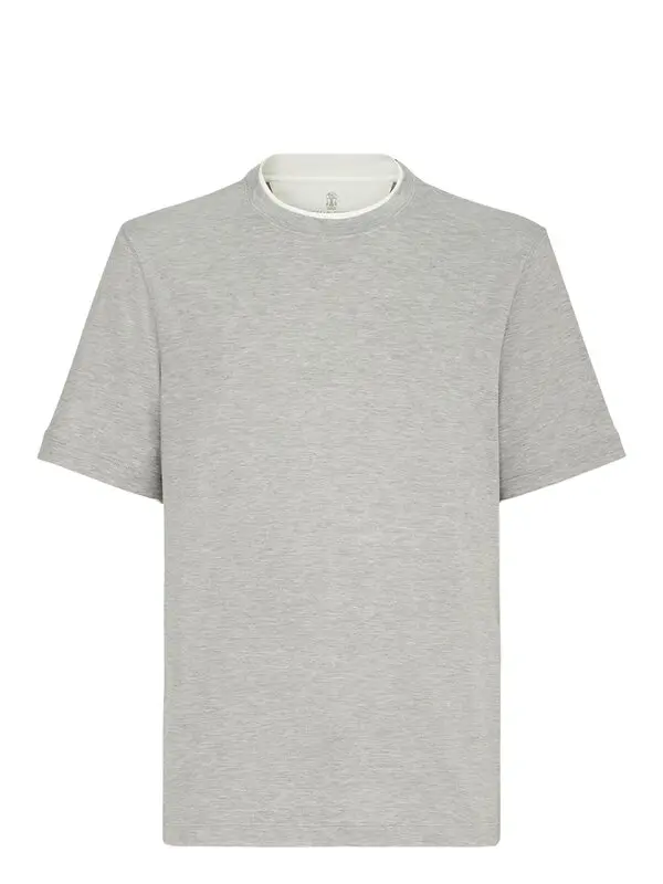 Brunello Cucinelli Silk-cotton Faux-layered T-shirt - Grey