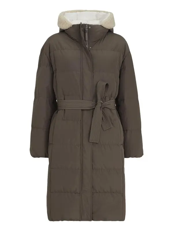 Brunello Cucinelli Taffeta Belted Puffer Jacket - Brown