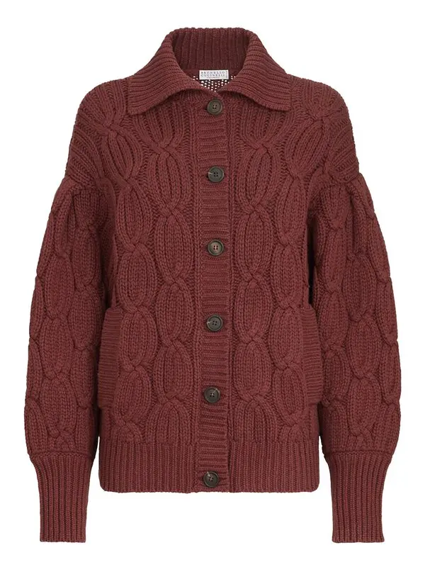 Brunello Cucinelli Cashmere Cable-knit Heritage Cardigan - Red