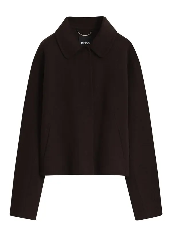 BOSS Melange Wool-blend Coat With A Point Collar - Brown