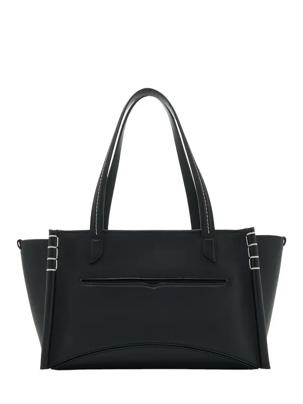 JW Anderson Elongated Loafer Leather Tote - Black