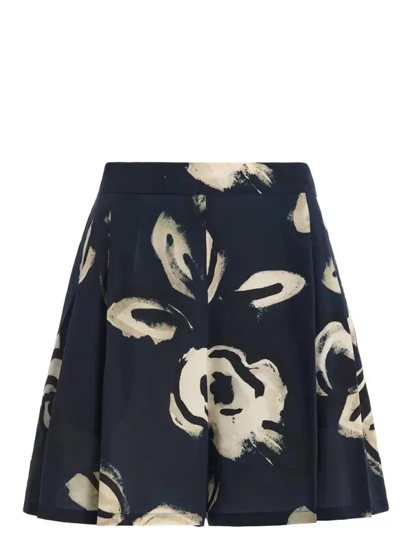 Max Mara Silk Crepe De Chine Shorts - Navy