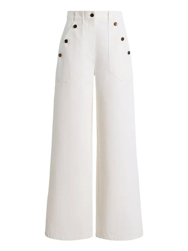 Max Mara Denim Wide-leg Trousers - White