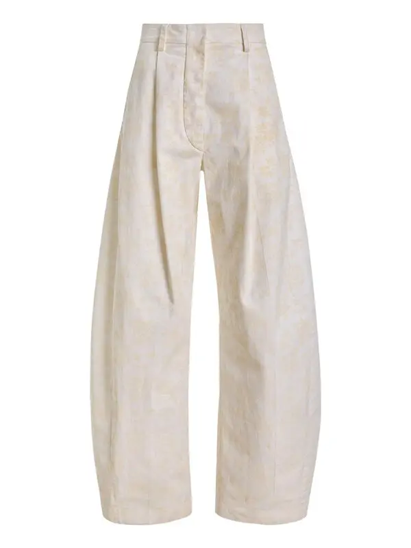 THE LATEST Billie Pleated Cotton-gabardine Barrel-leg Trousers - Ivory