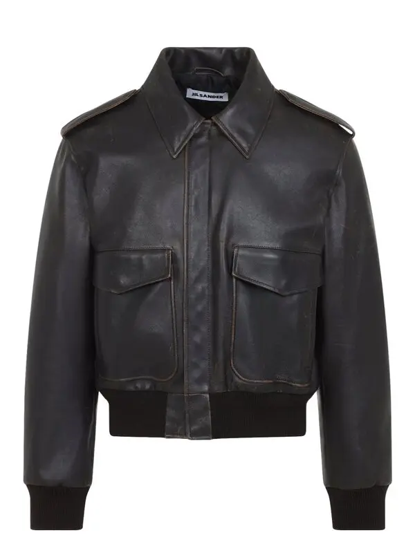 JIL SANDER Leather Blouson - Black