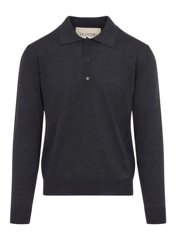 Valentino Garavani Knit Polo Sweater - Gray