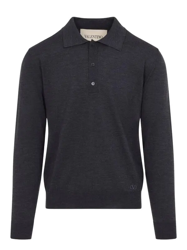 Valentino Garavani Knit Polo Sweater - Gray