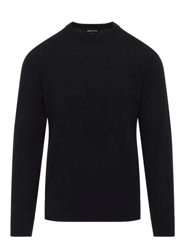 Giorgio Armani Geometric Pattern Crew Neck Sweater - Blue