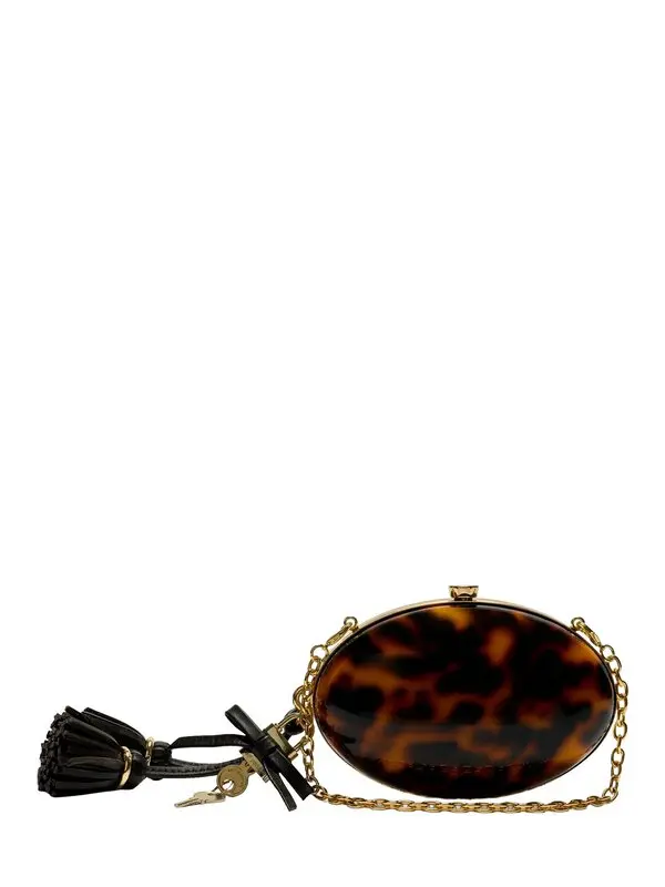 SELF-PORTRAIT Oval Resin Clutch Bag - Brown