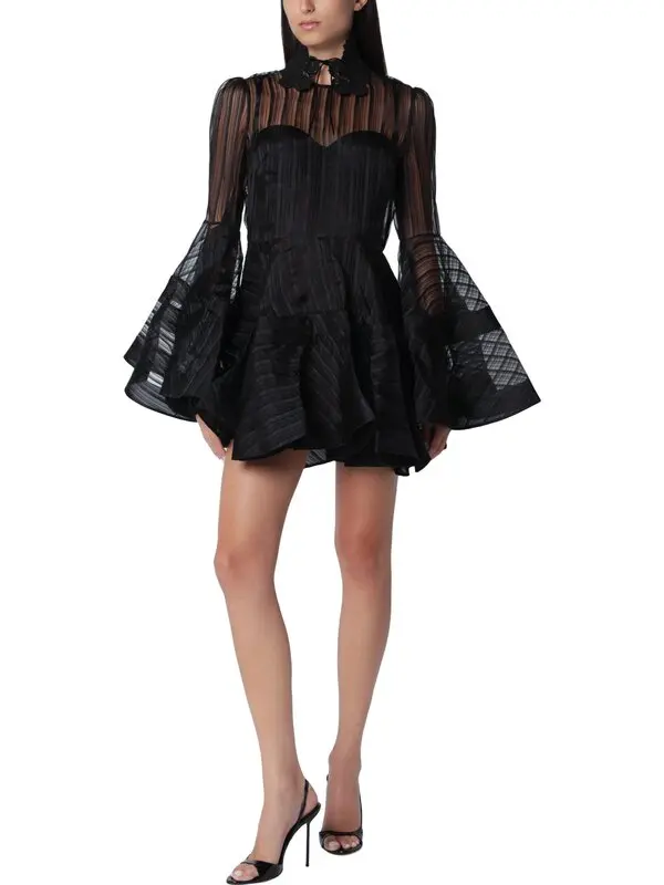 Zimmermann Valiant Silk Organza Mini Dress - Black